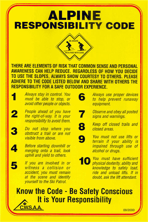 The Alpine Responsibility Code Quiz | Big White Ski Resort Ltd.